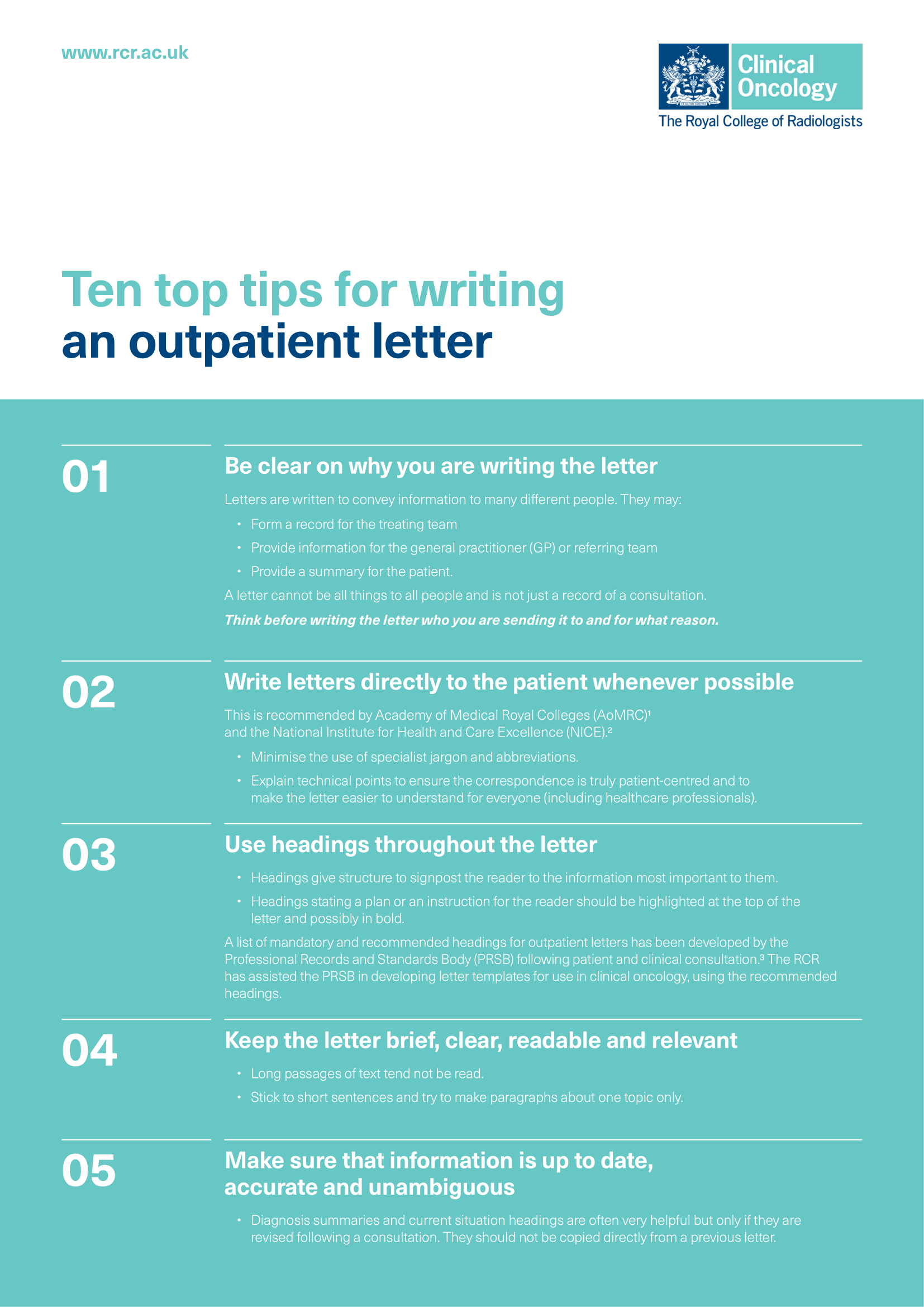 Ten top tips for writing an outpatient letter | The Royal College of ...