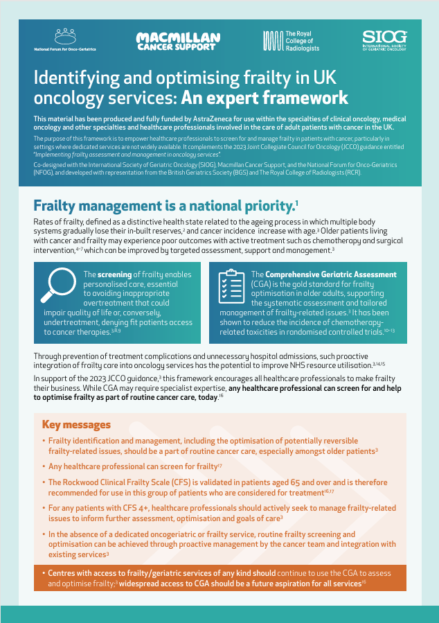 Frailty in Cancer Care - UK Expert Consensus Framework | The Royal ...